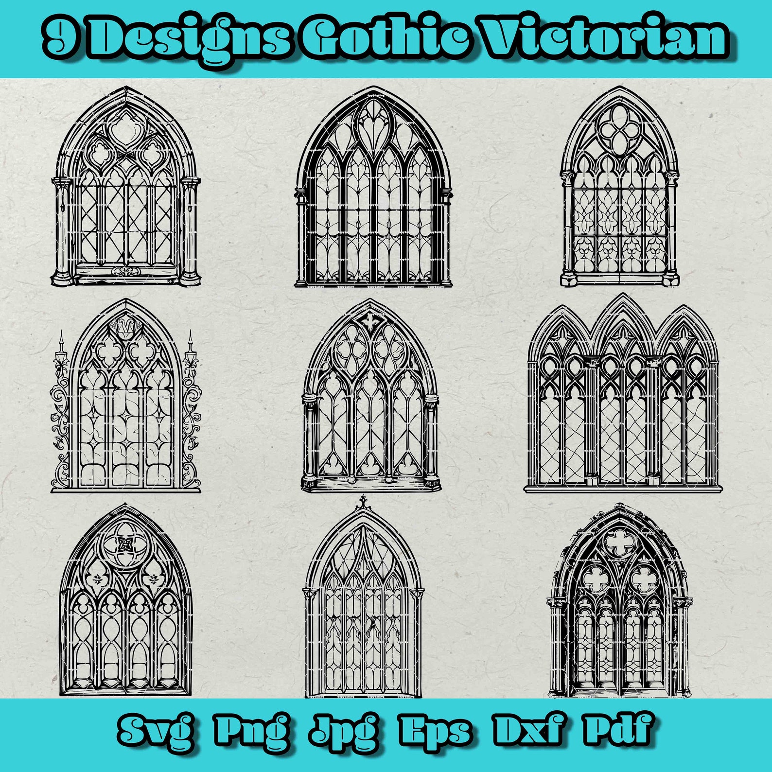 Gothic Victorian Window SVG Bundle: Haunted Medieval Glass Clipart - Etsy