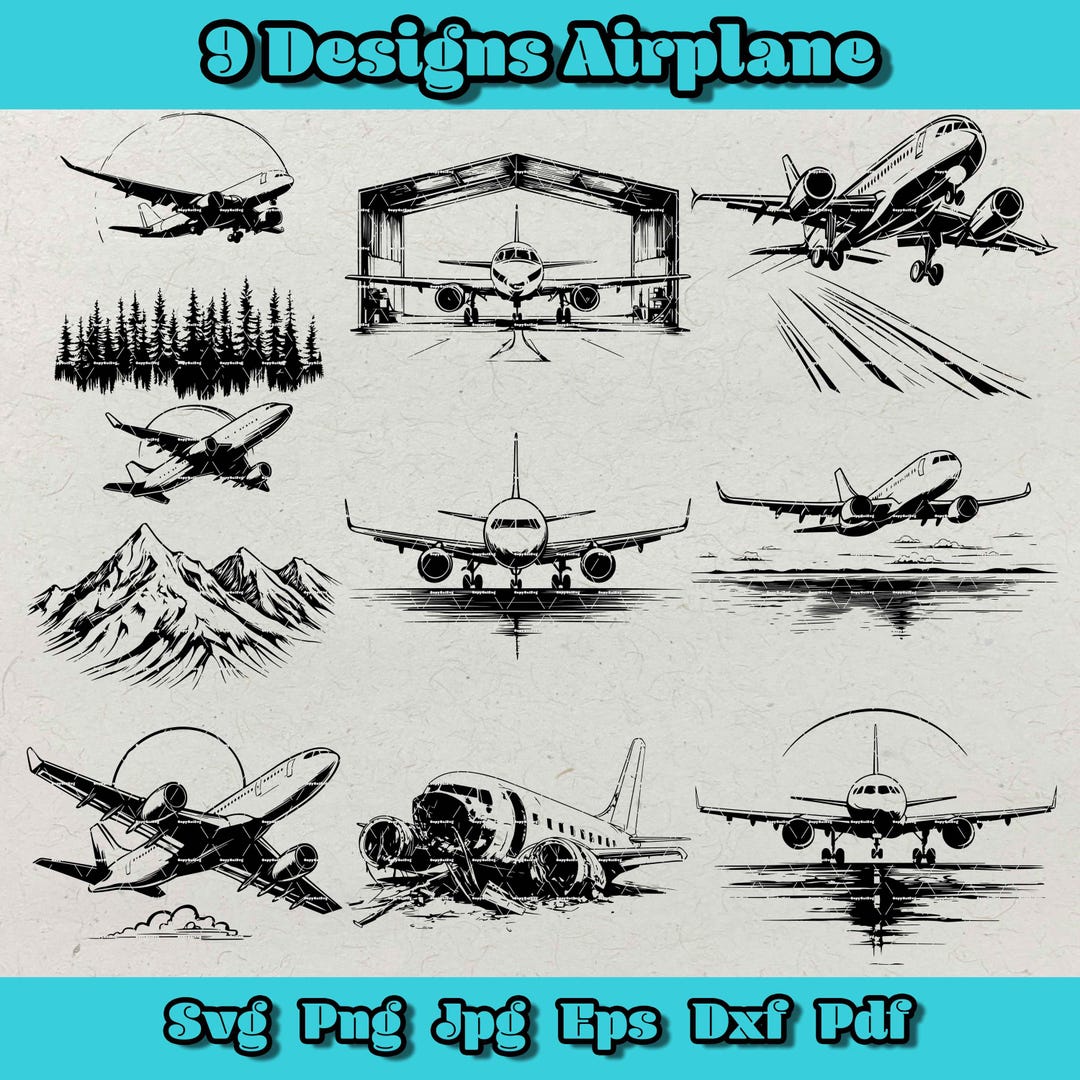 Airplane SVG Bundle: Aviation Clipart Set (digital Product) - Etsy