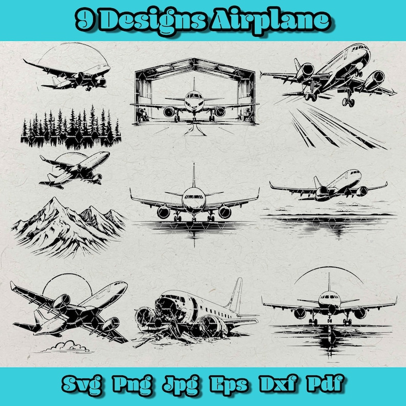 Airplane SVG Bundle: Aviation Clipart Set (digital Product) - Etsy