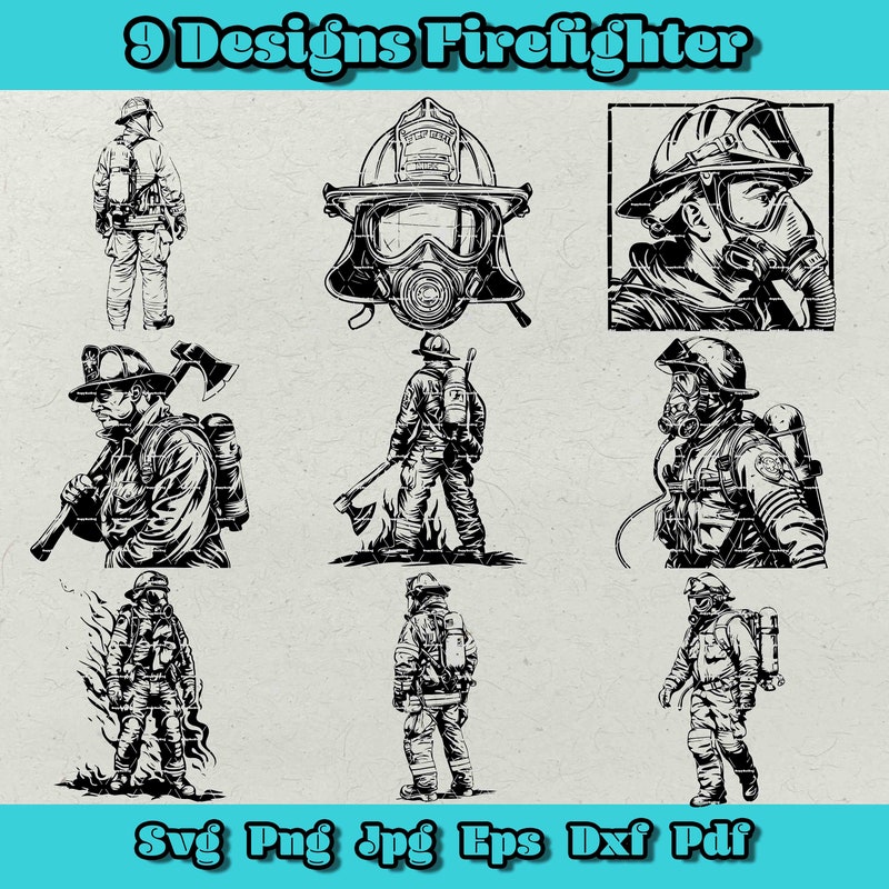 Firefighter Svg - Etsy