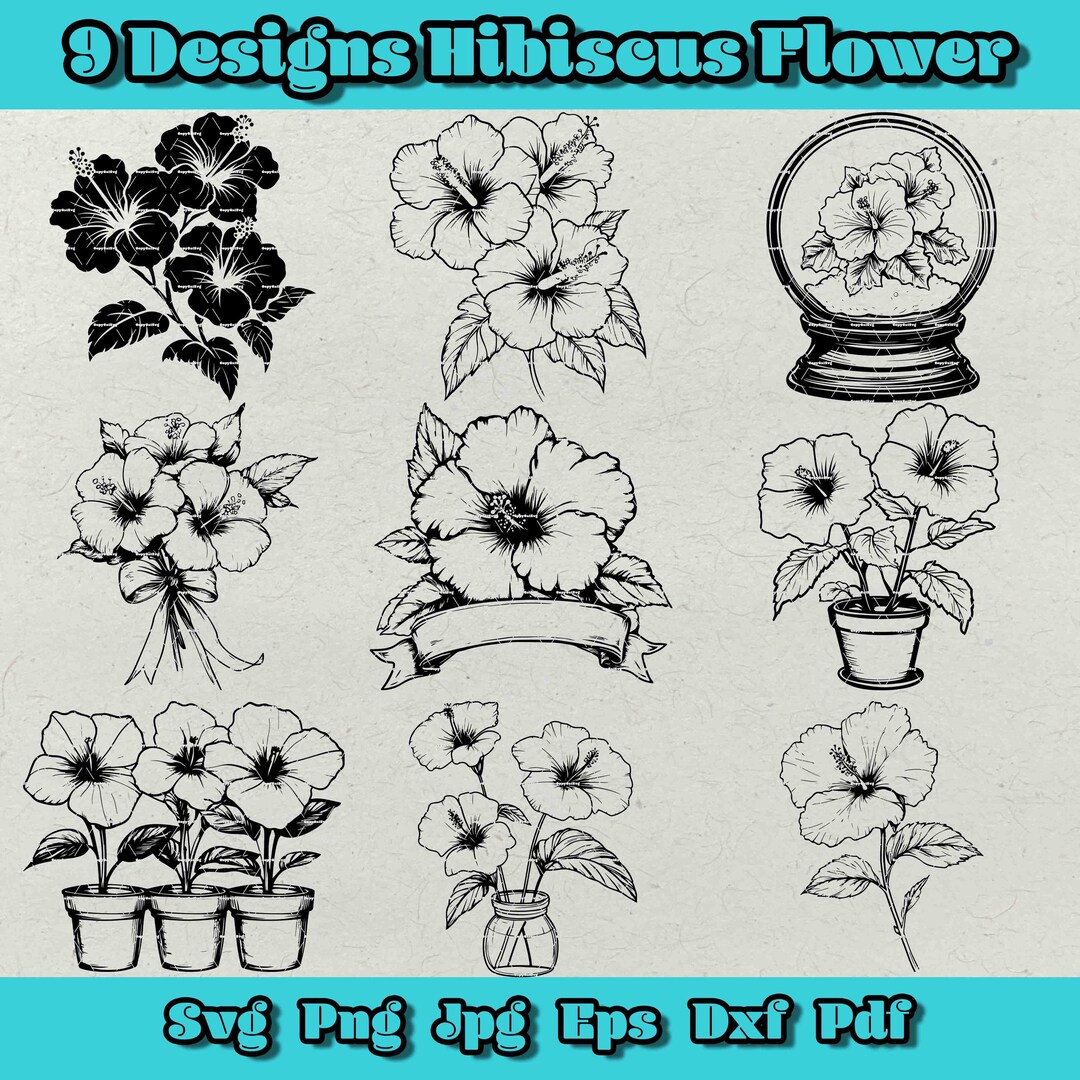 Hibiscus Flower Svg Bundle,blooming Hibiscus Flower Svg,hibiscus Flower ...
