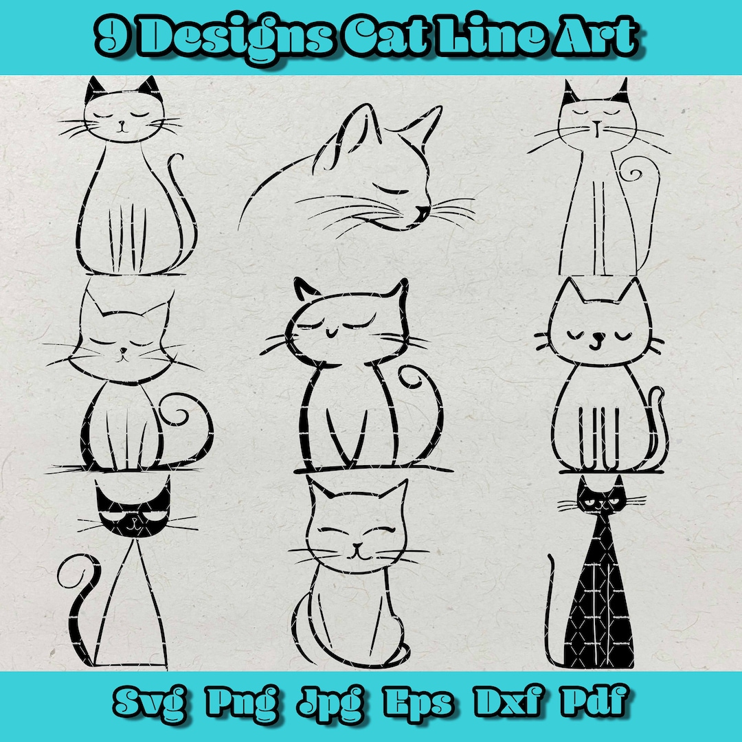 Cats Line Art Svg Bundle, Single Line Cats SVG, Unique Pet Portraits ...