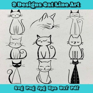 Cats Line Art Svg Bundle, Single Line Cats SVG, Unique Pet Portraits ...