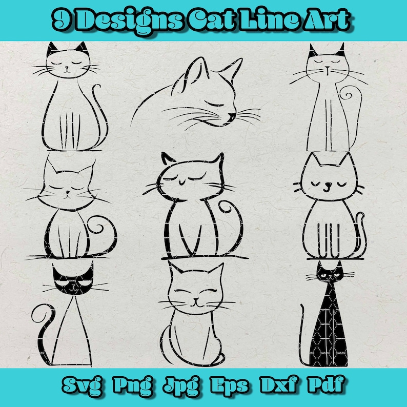 Cats Line Art Svg Bundle, Single Line Cats SVG, Unique Pet Portraits ...