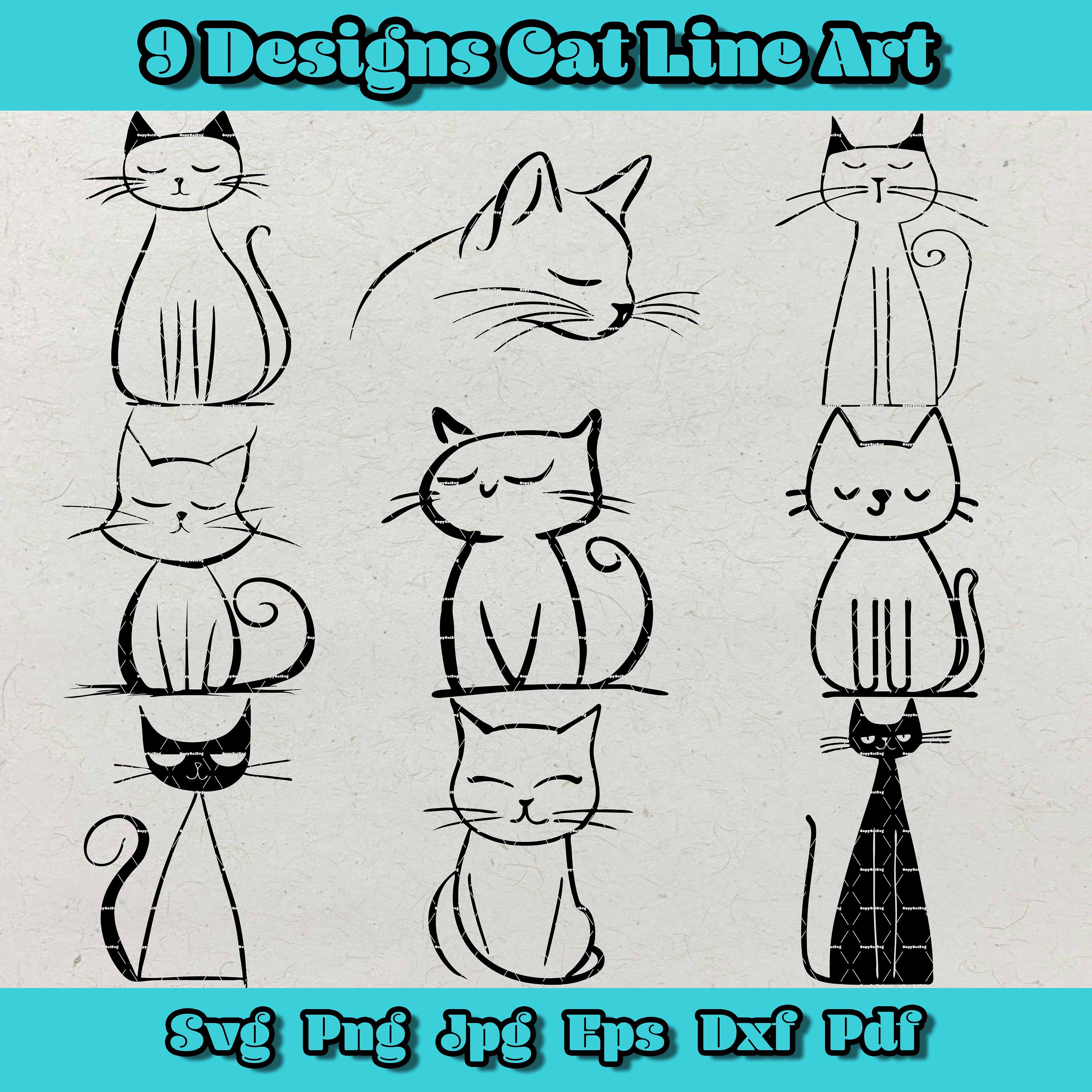 Cats Line Art Svg Bundle, Single Line Cats SVG, Unique Pet Portraits ...