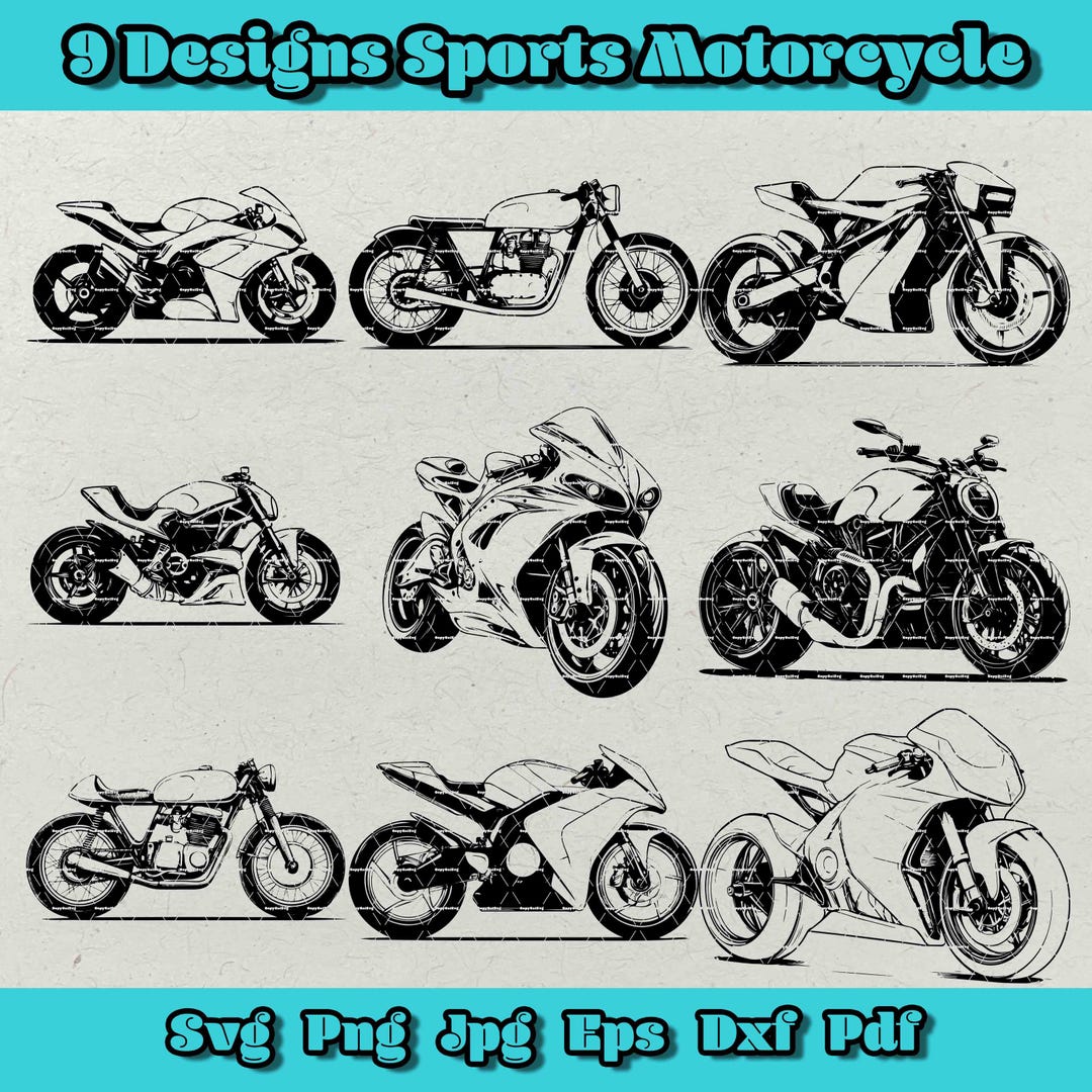 Sports Motorcycle SVG Bundle, Racing Bike Clipart, Superbike Svg, Motorbike Png, Speed Bike Dxf ...