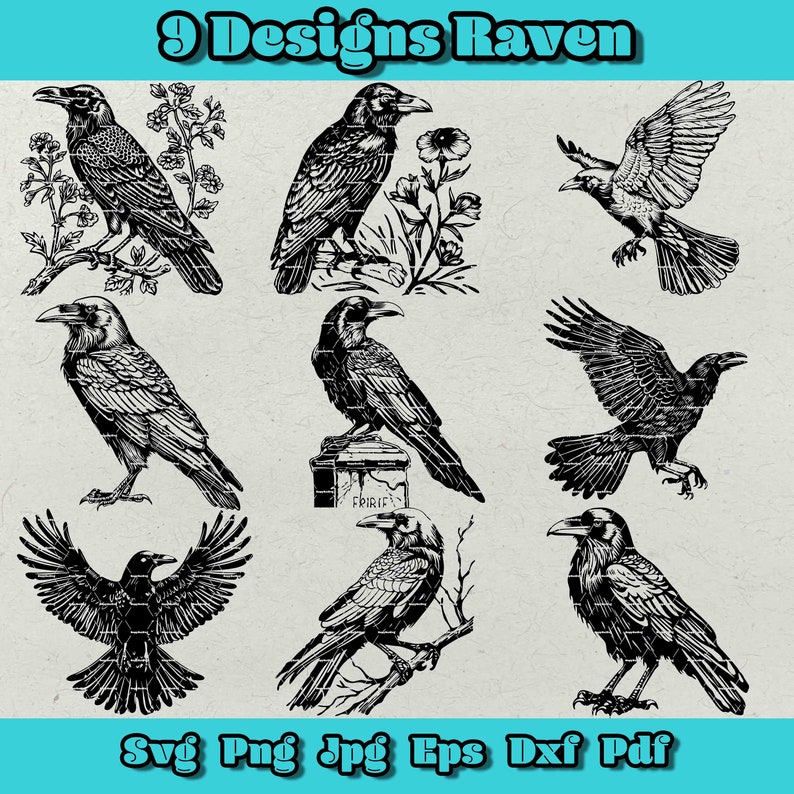 Raven Svg Bundle, Personalized Raven Svg, Gothic Raven Svg, Raven on ...