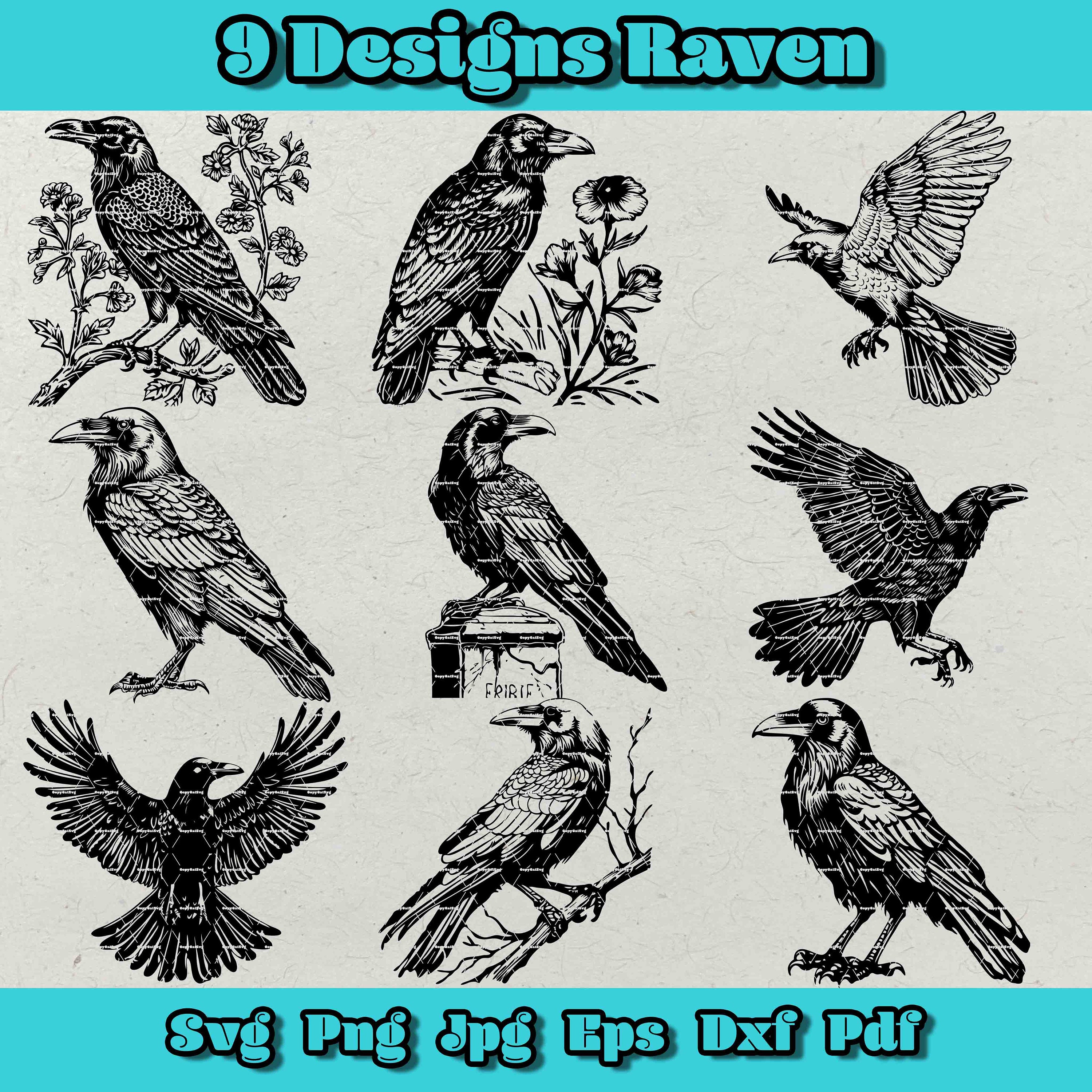 Raven Svg Bundle, Personalized Raven Svg, Gothic Raven Svg, Raven on ...