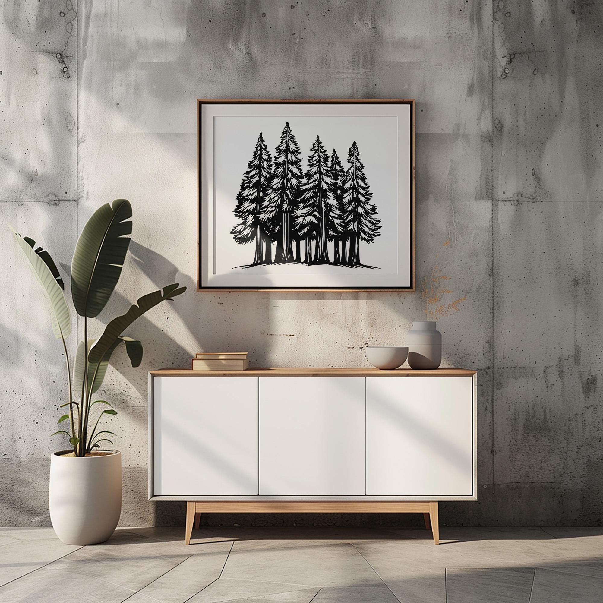 Redwood Tree SVG Bundle: Hand-drawn Forest Art for Laser Engraving ...