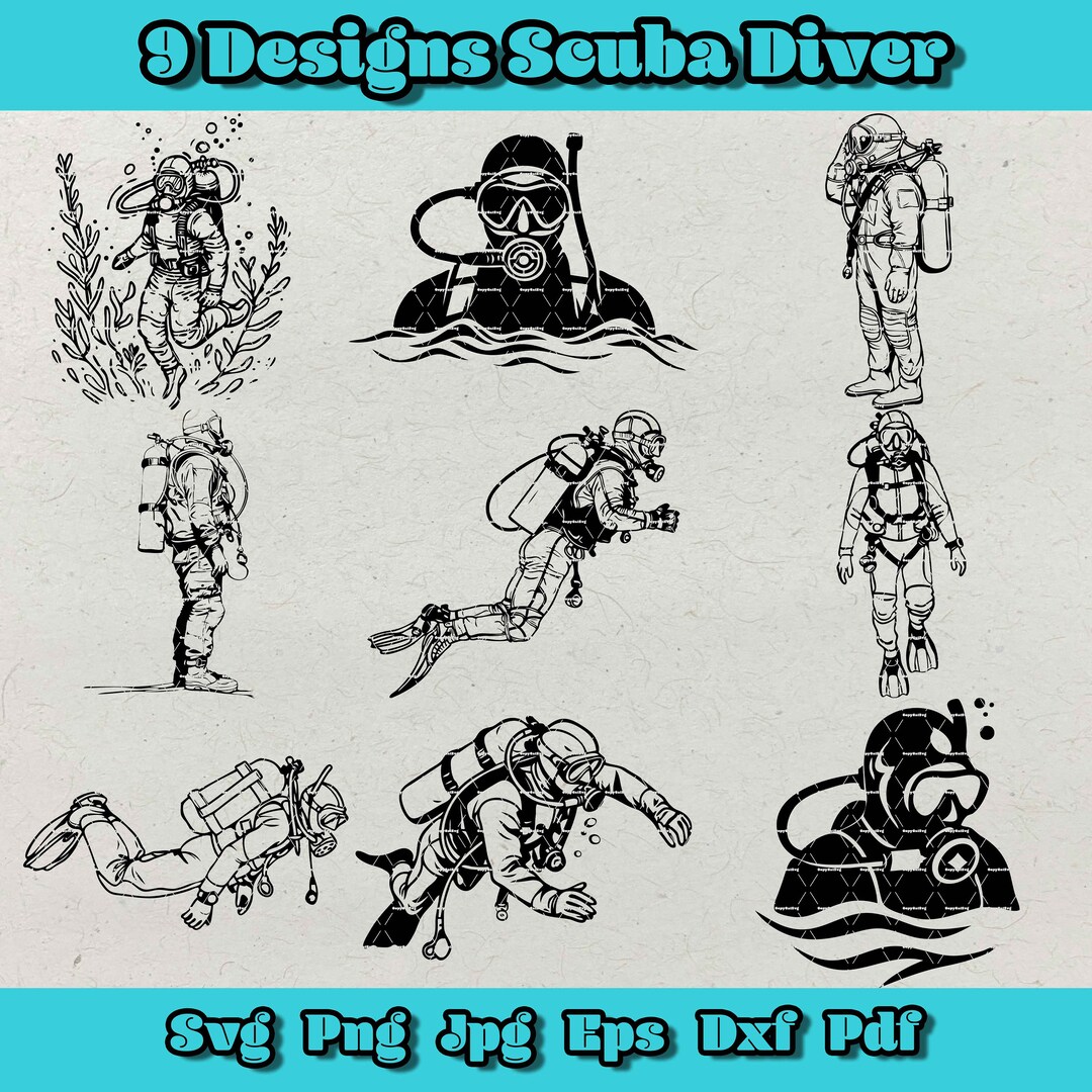 Oxygen Scuba Diver SVG Bundle, Floral Scuba Diver SVG, Sea Clipart ...