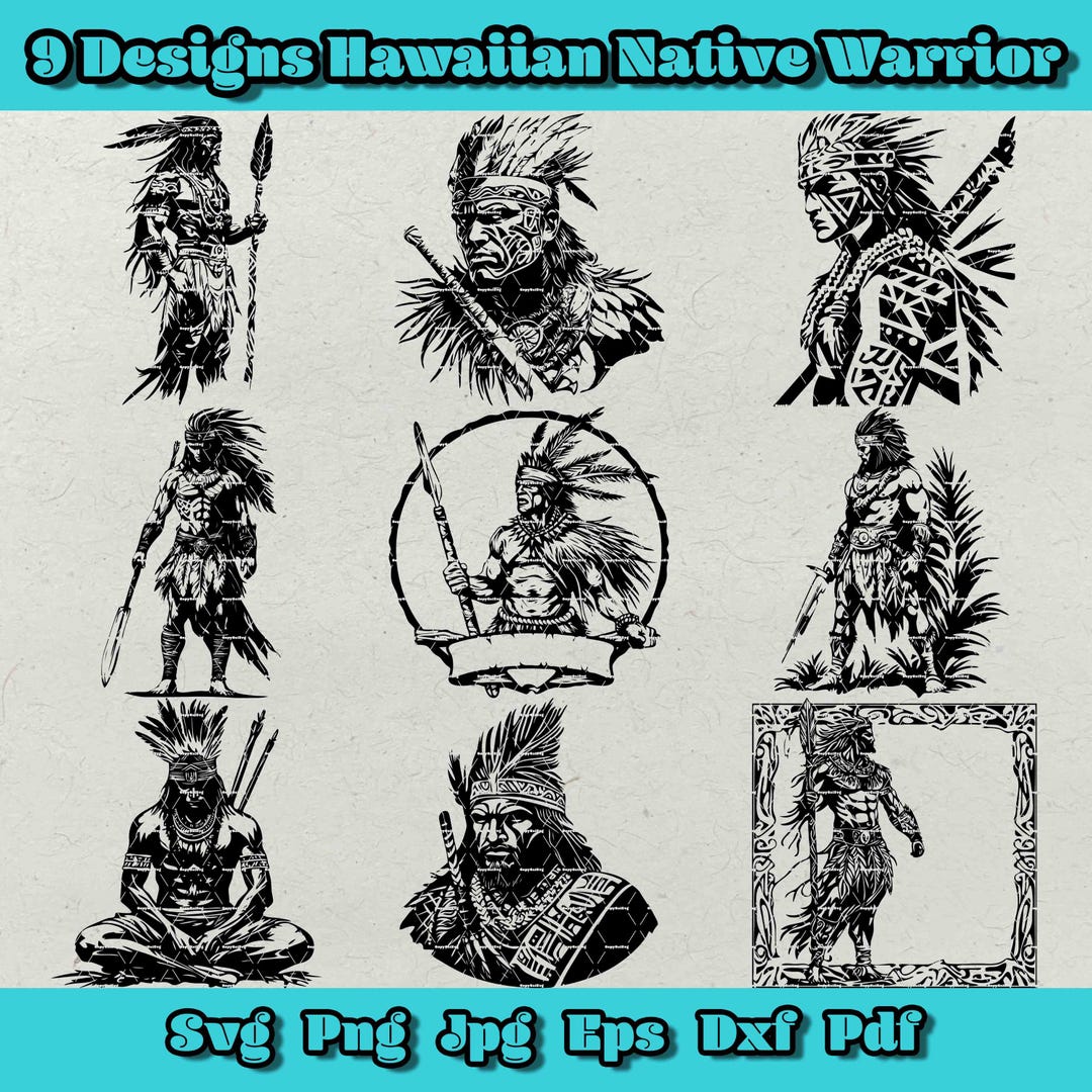 Hawaiian Native Warrior Svg Bundle, Polynesian Hawaii Historical Png ...