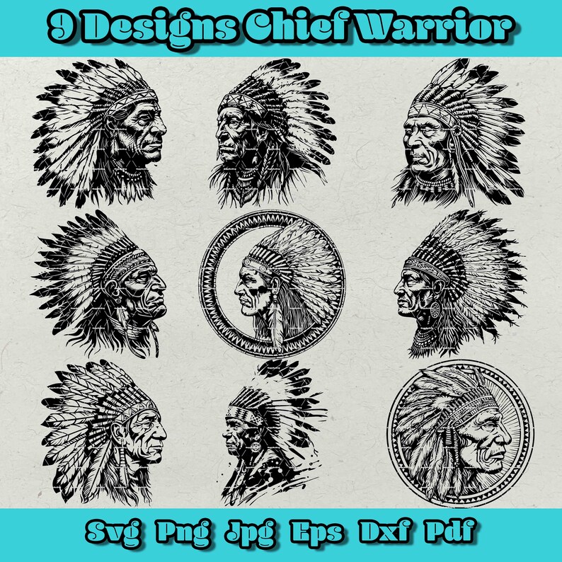 Indian American Chief Warrior Svg Bundle, American Indian Svg, American ...