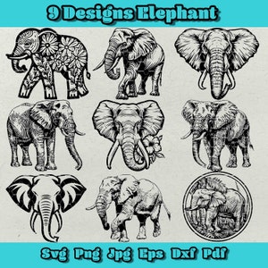 Elephant SVG Bundle, African Safari Animals Png, Walking Elephant ...