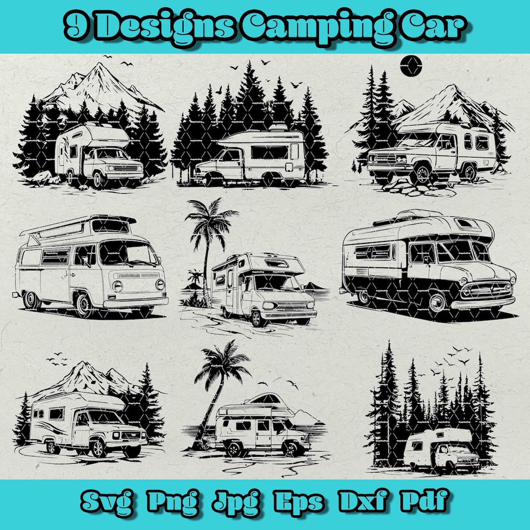 Camping Car Svg Bundle, Camping Car on the Beach Png, Camping Car ...
