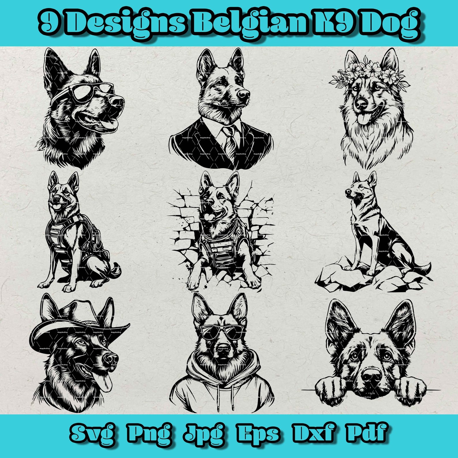 Belgian K9 Dog SVG Bundle: Police, Swat, Floral Designs (digital ...