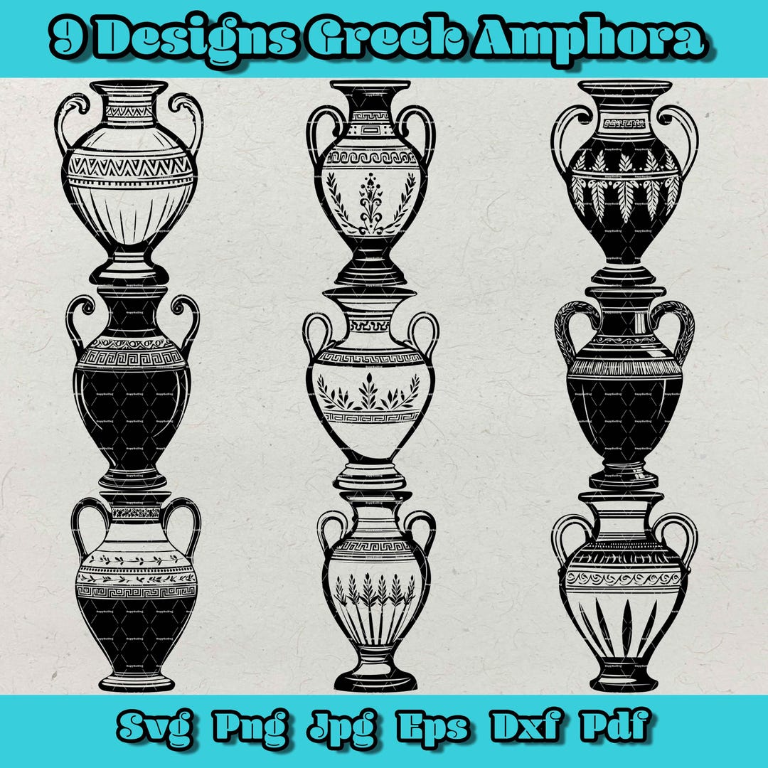 Greek Amphora Svg Bundle, Ancient Vase Clipart, Greek Pottery ...