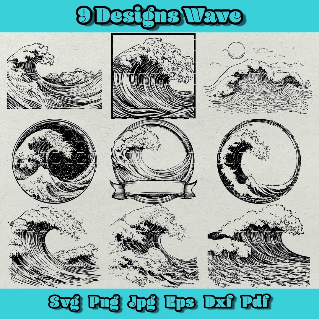 Wave Svg Bundle, 9 Wave Designs Svg, Wave for Logo, Sea Svg,ocean Png ...