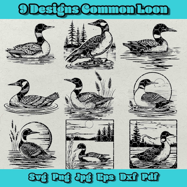 Common Loon SVG Bundle: Lake Waterbird, Landscape (digital Files) - Etsy