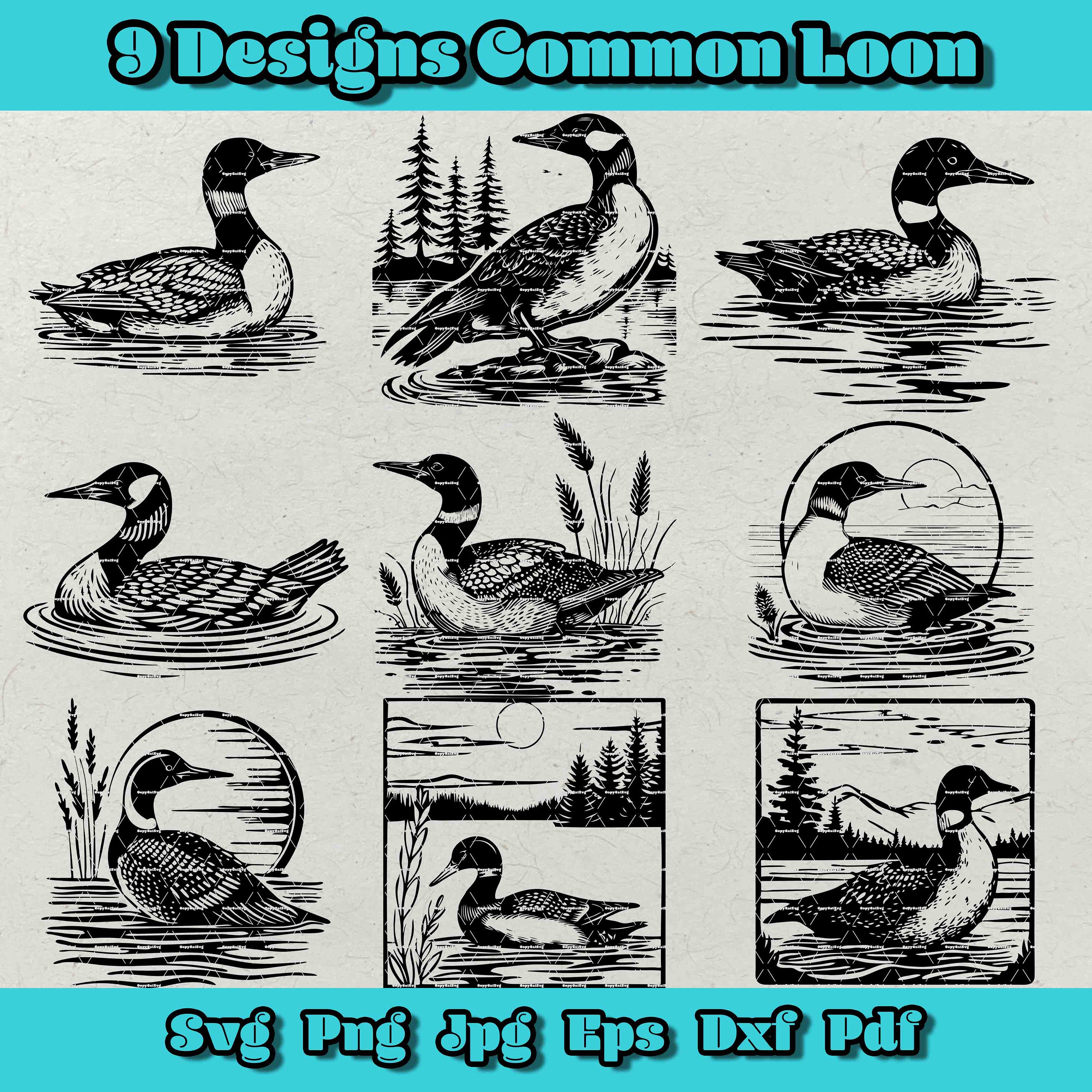 Common Loon SVG Bundle: Lake Waterbird, Landscape (digital Files) - Etsy