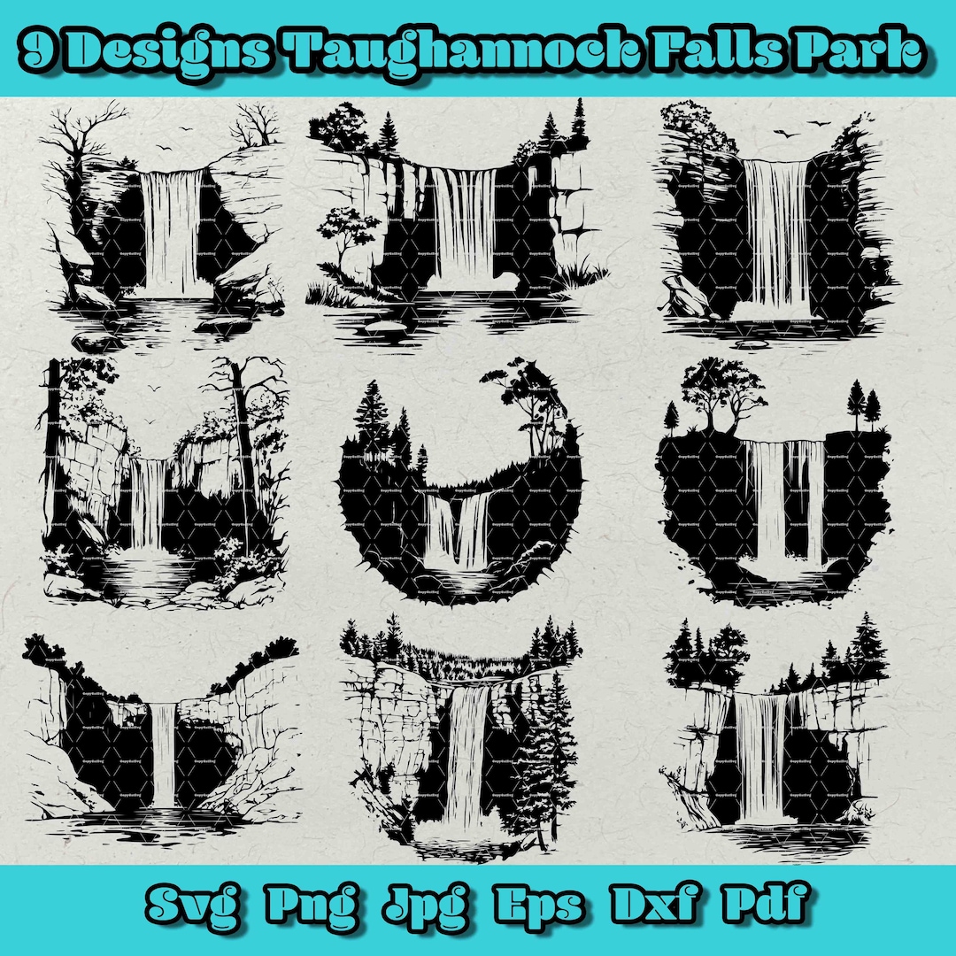 Taughannock Falls Park SVG Bundle: Scenic Waterfall Clipart (digital ...