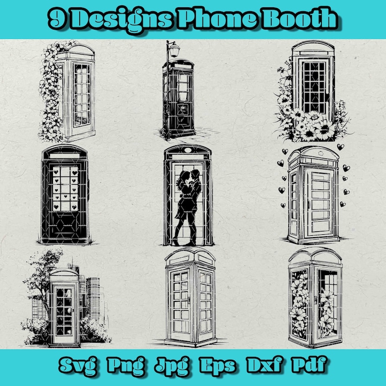 Phone Booth SVG Bundle, Vintage Floral Telephone Booth Svg, British ...