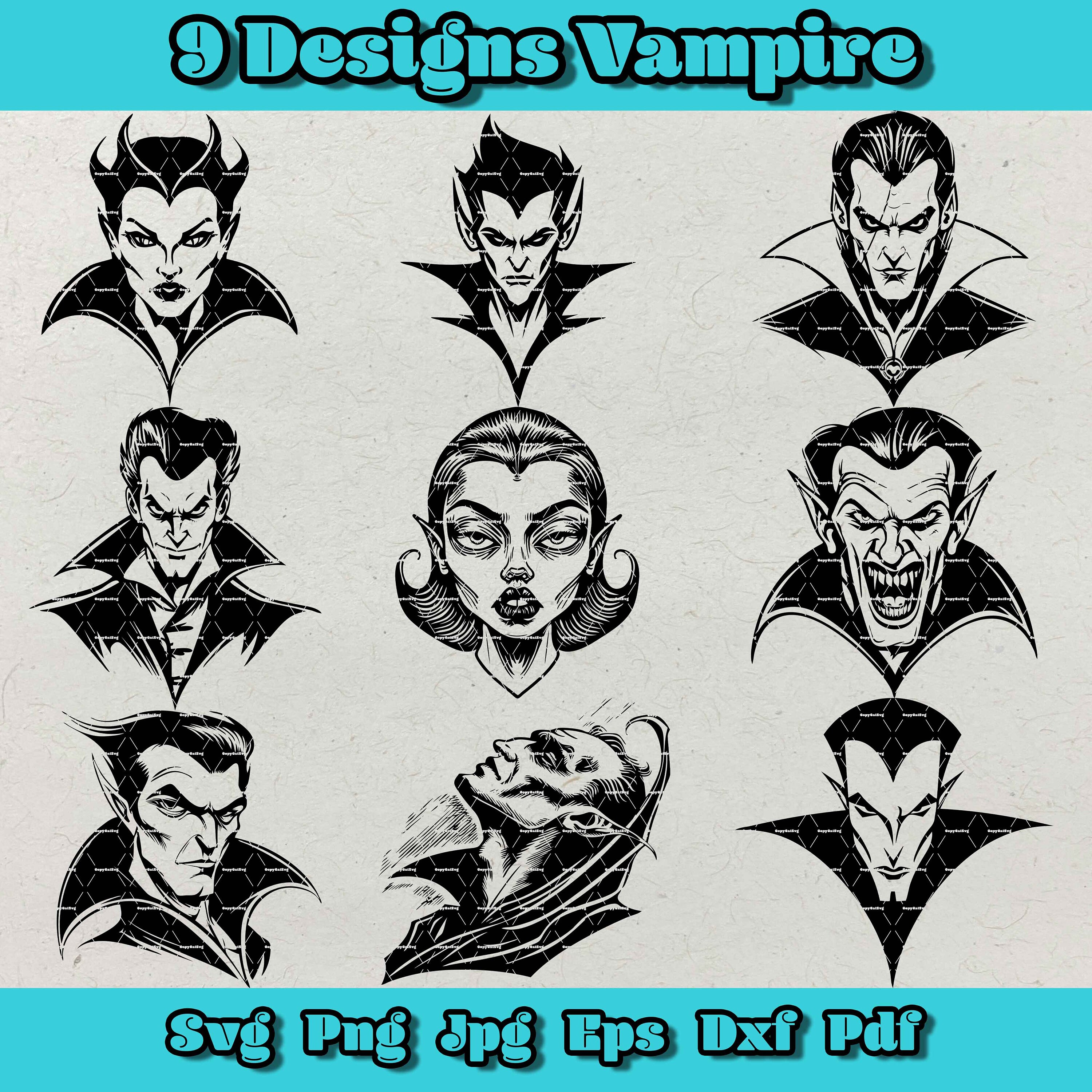 Vampire Svg Bundle, Scary Vampire Svg, Gothic Png, Halloween Svg, Night ...