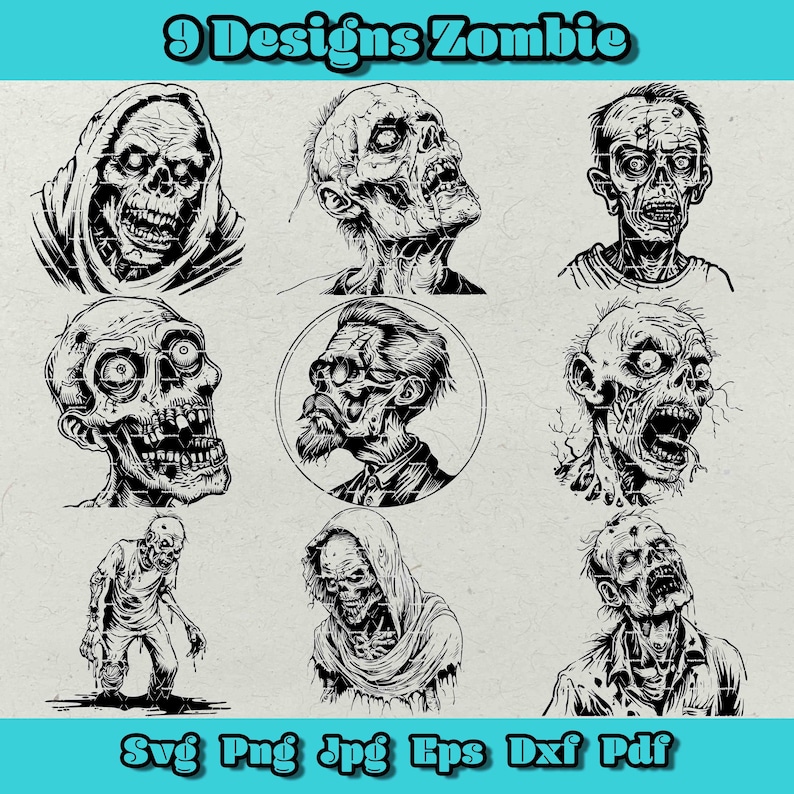 Zombie Svg Bundle, Halloween Zombie Svg Bundle, Halloween Monogram Svg, Spooky Halloween Zombie ...