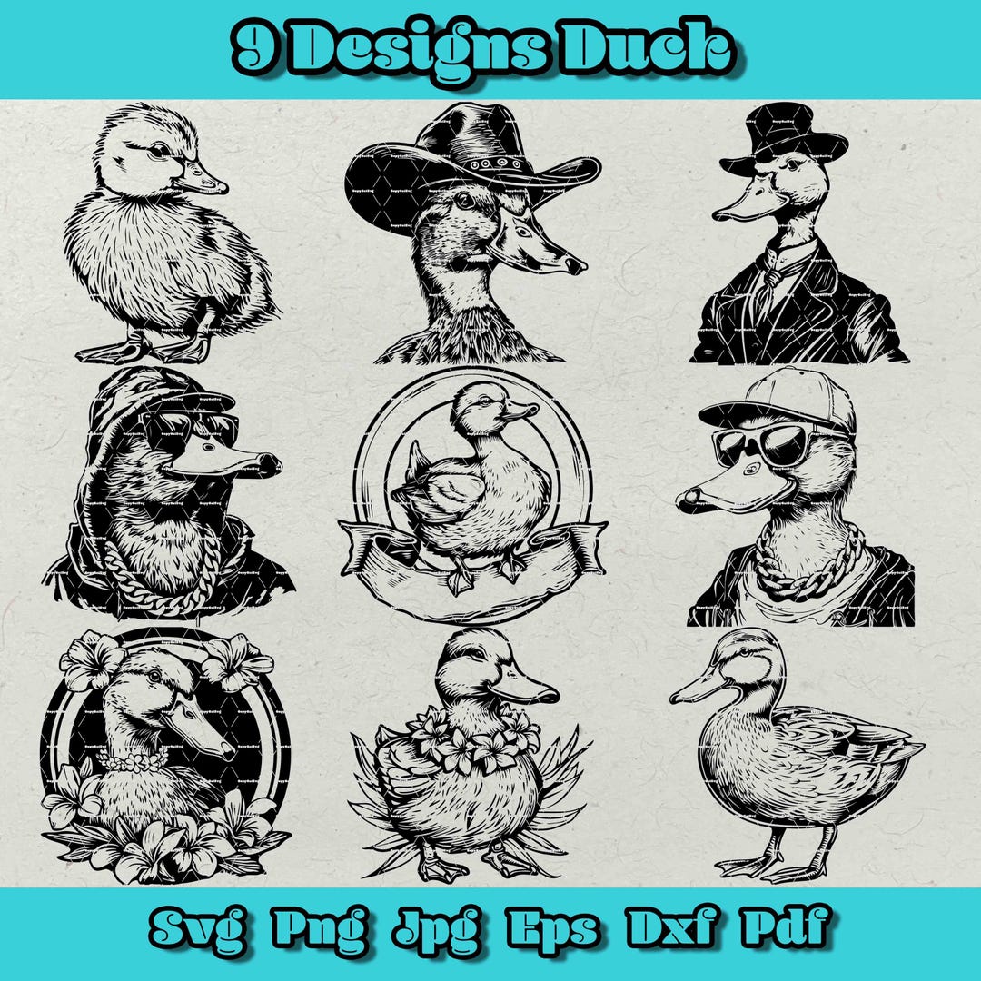 Duck Svg Bundle, Sunglass Duck Png, Duck With Cowboy Hat Png, Duck in ...