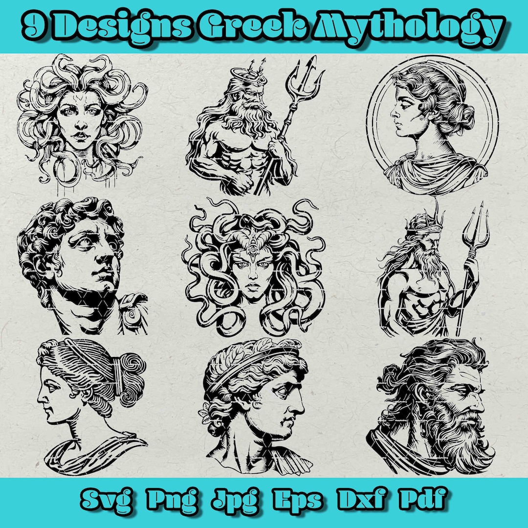 Greek Mythology SVG Bundle: Olympus Gods, Ancient Myths Clipart ...