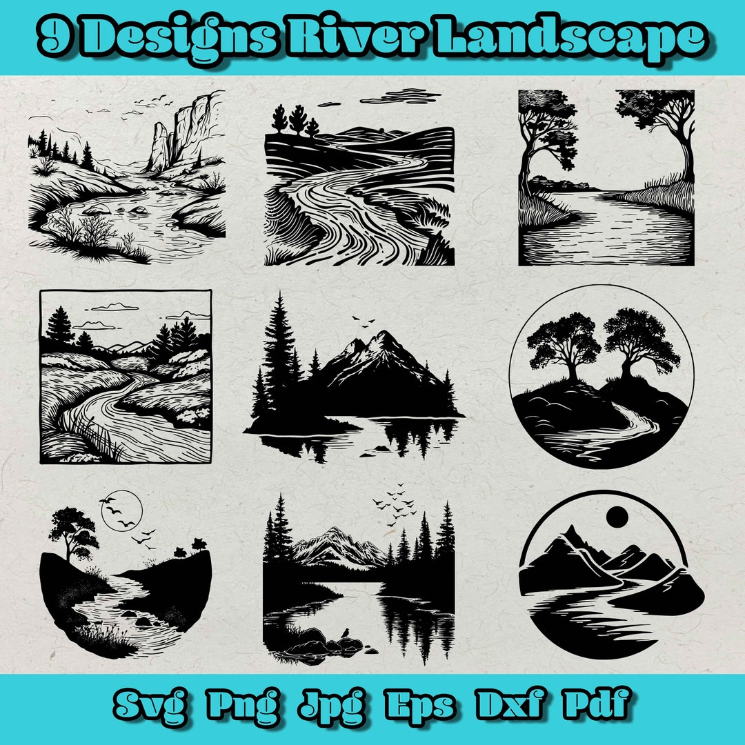River Landscape Svg, 9 Desingns Svg, River Scene SVG Bundle, Lake ...