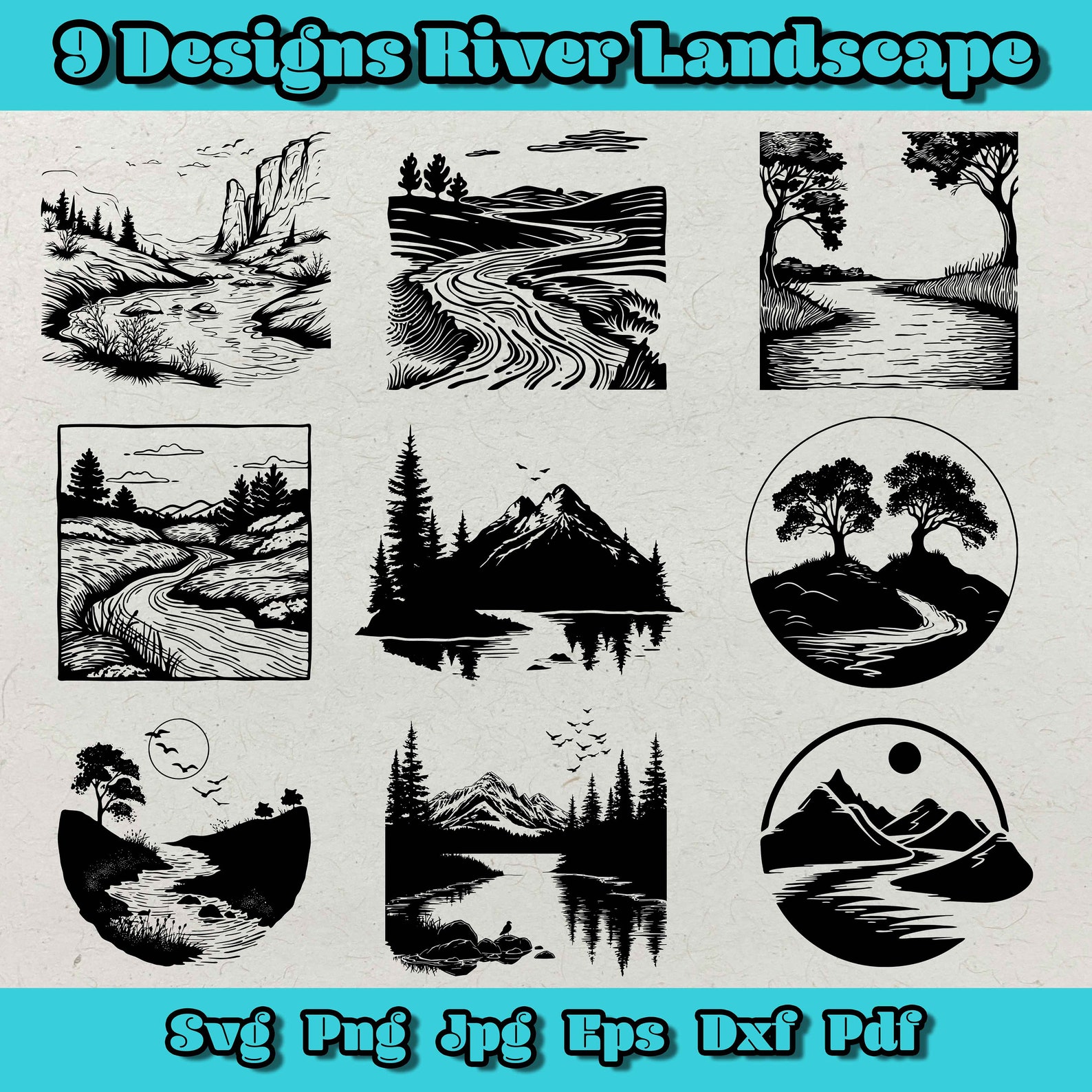 River Landscape Svg, 9 Desingns Svg, River Scene SVG Bundle, Lake ...