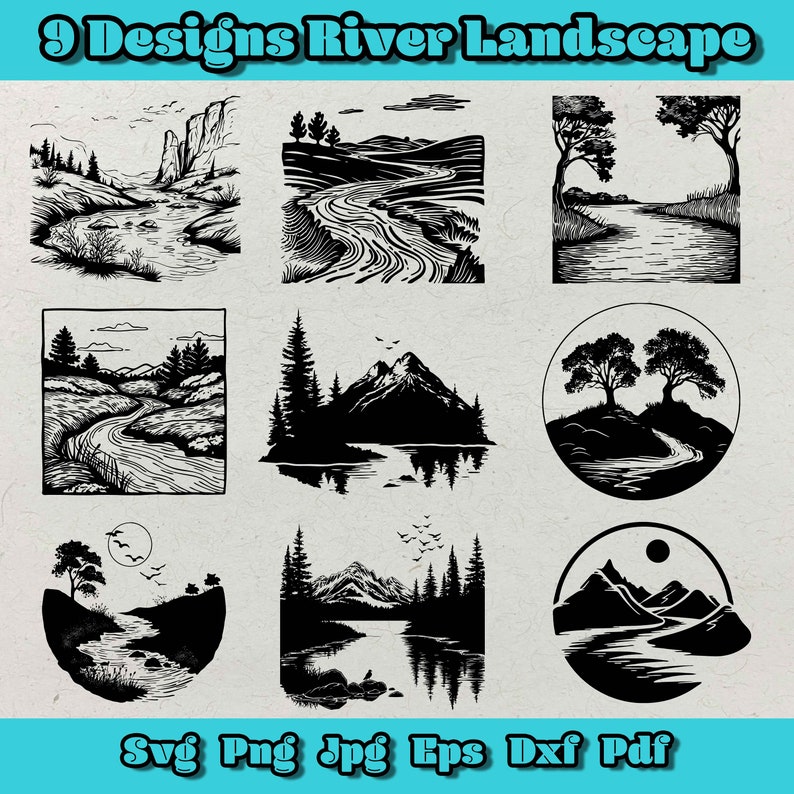 River Landscape Svg, 9 Desingns Svg, River Scene SVG Bundle, Lake ...