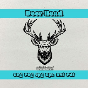 Deer Head Svg,deer Head With Antlers Svg,deer Clipart,instant Digital Download,deer With Antlers ...