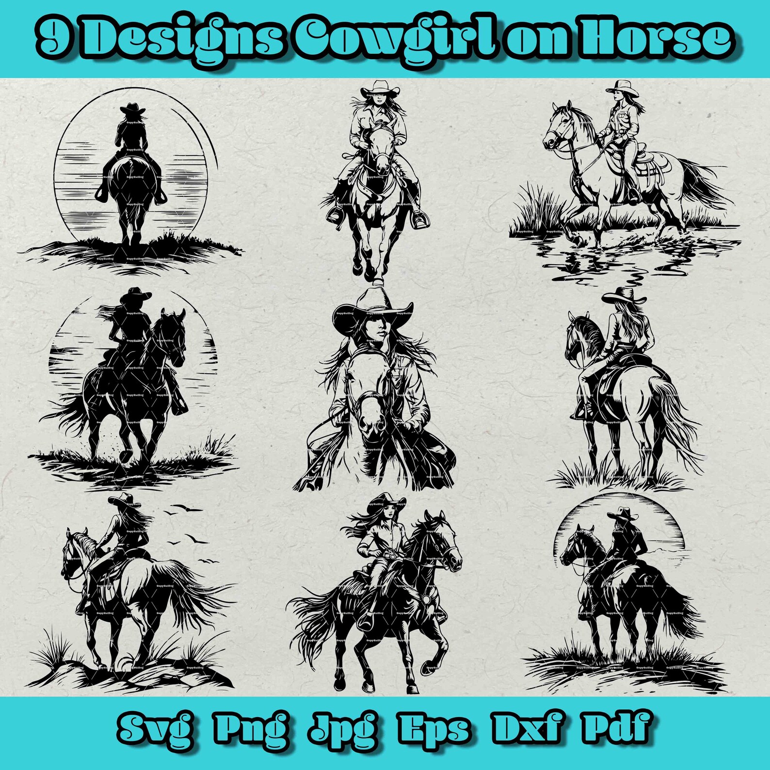 Cowboy on Horse SVG Bundle: Western Rodeo Clip Art (digital Product) - Etsy