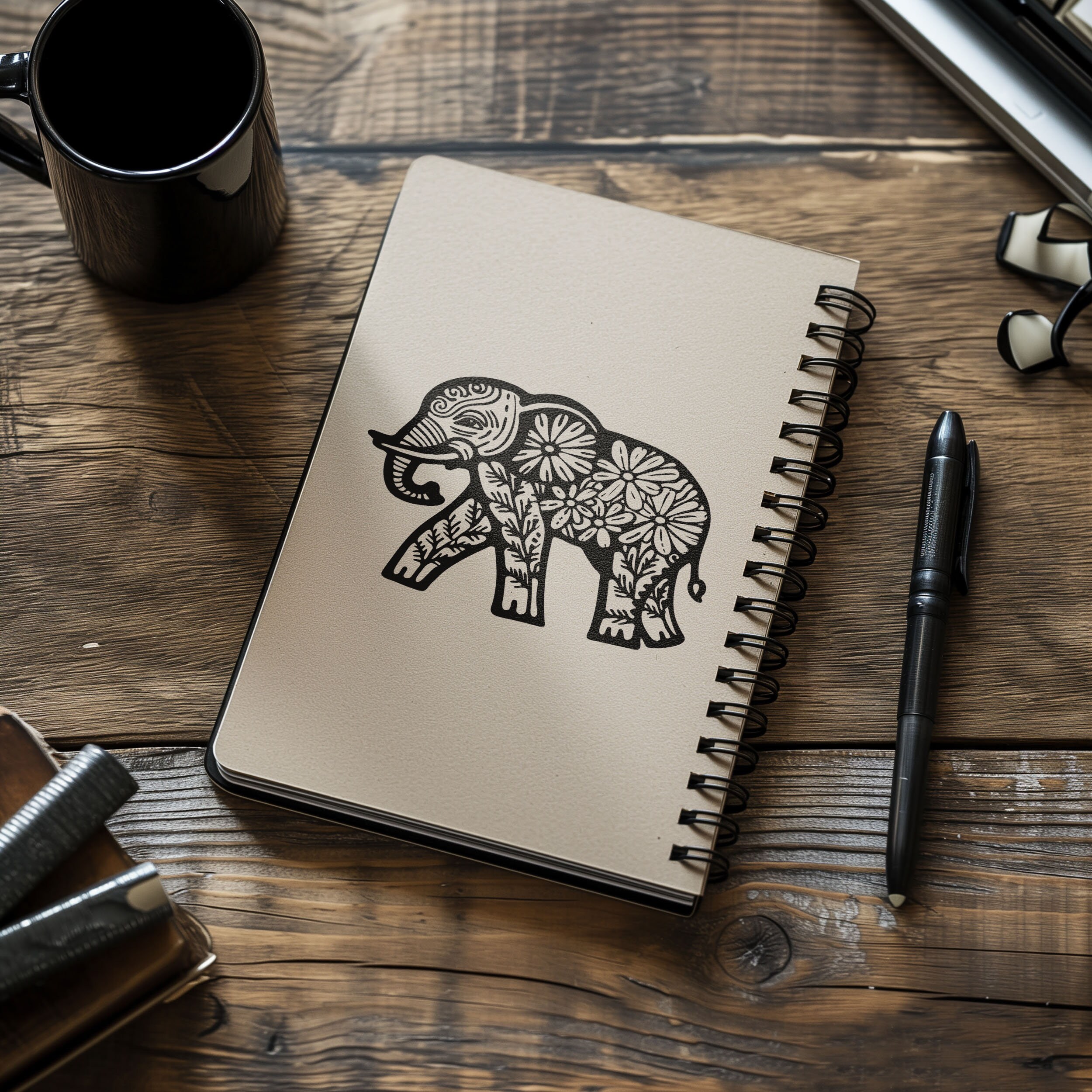 Elephant SVG Bundle: African Safari Animals, Floral Mandala (digital ...