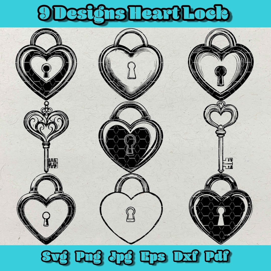 Heart Lock Svg Bundle,love Heart Png for Cricut & Silhouette,valentine ...