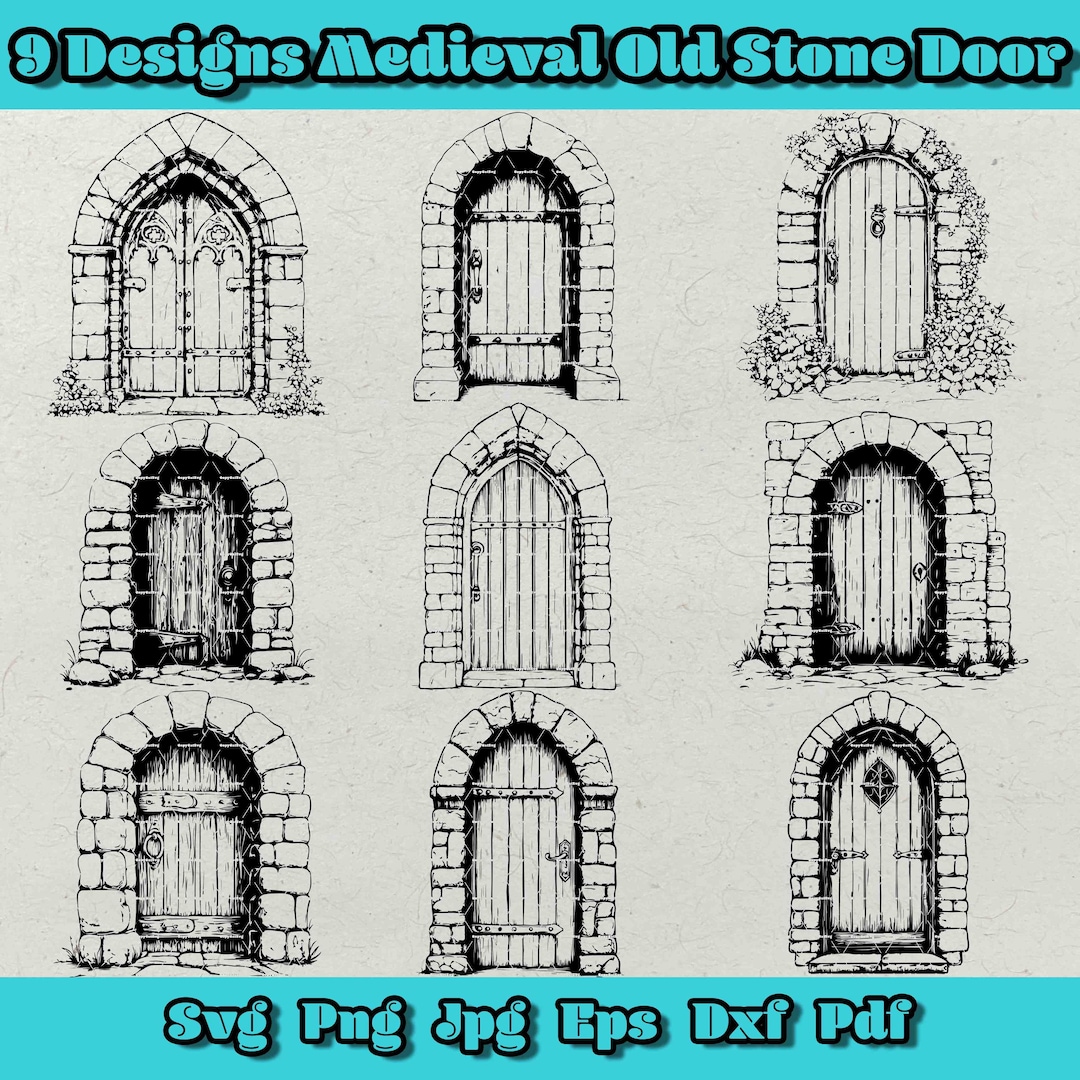 Medieval Old Stone Door Svg Bundle, Ancient Medieval Arched Door Svg ...