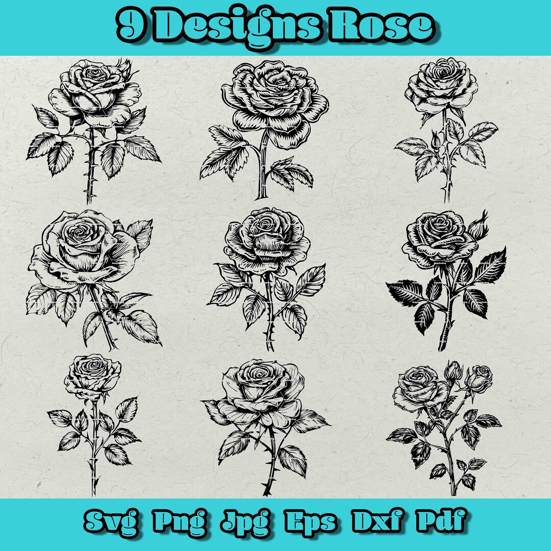Rose Svg Bundle, Flowers Svg, Floral Svg, Botanical Svg, Bouquet Svg ...