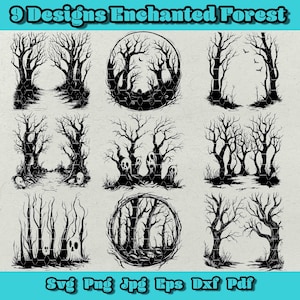 Enchanted Forest Svg Bundle, Magical Trees Clipart, Fantasy Woodland ...