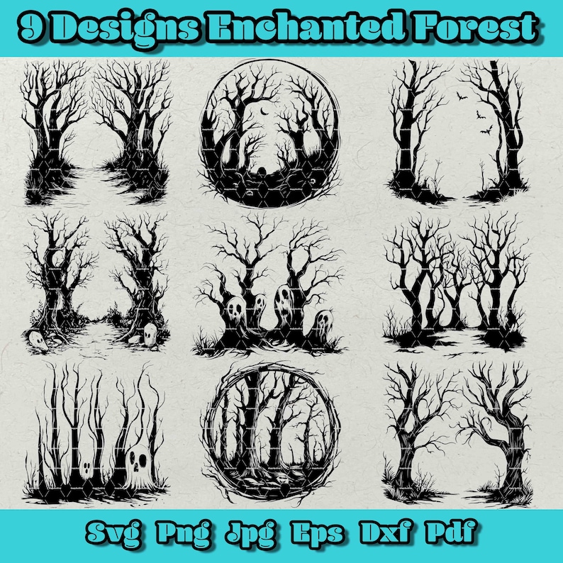 Enchanted Forest Svg Bundle, Magical Trees Clipart, Fantasy Woodland ...