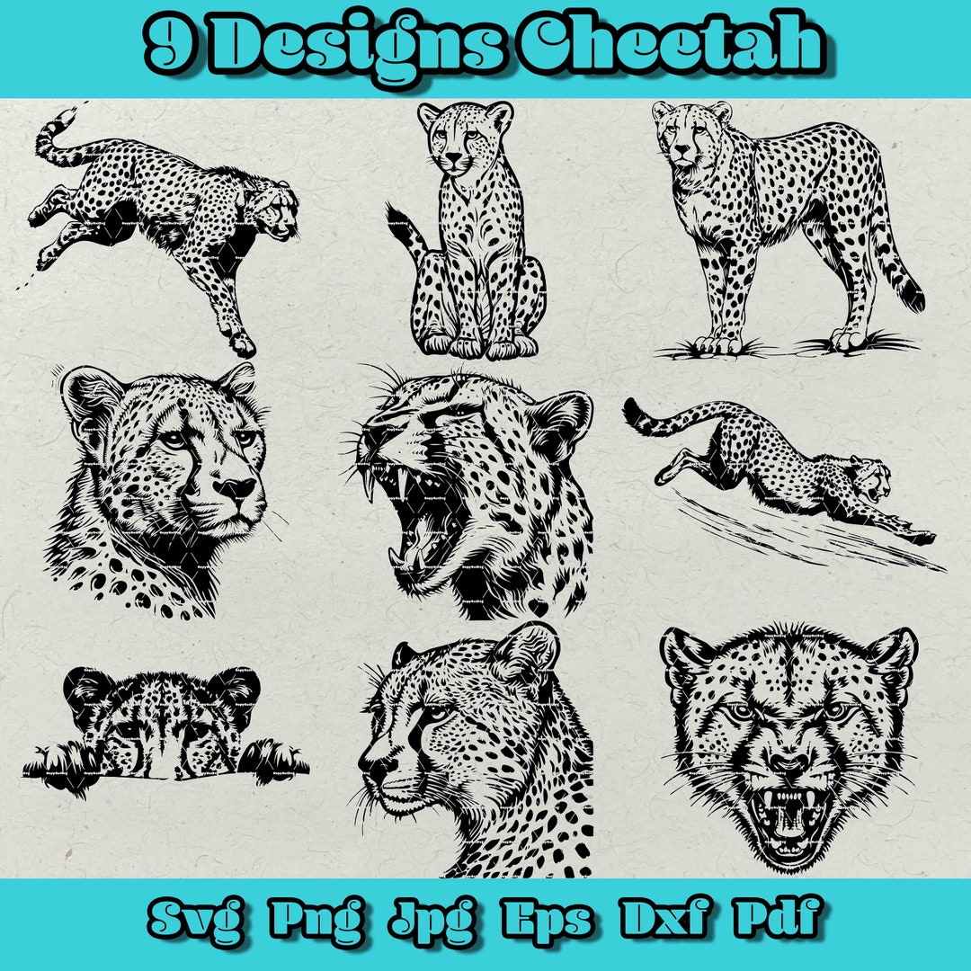 Cheetah Svg Bundle, Peeking Cheetah Png, Hunter Cheetah Svg, Cute ...