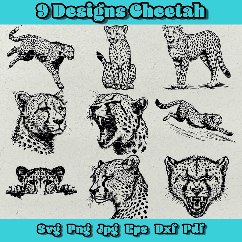 Cheetah Svg Bundle, Peeking Cheetah Png, Hunter Cheetah Svg, Cute ...