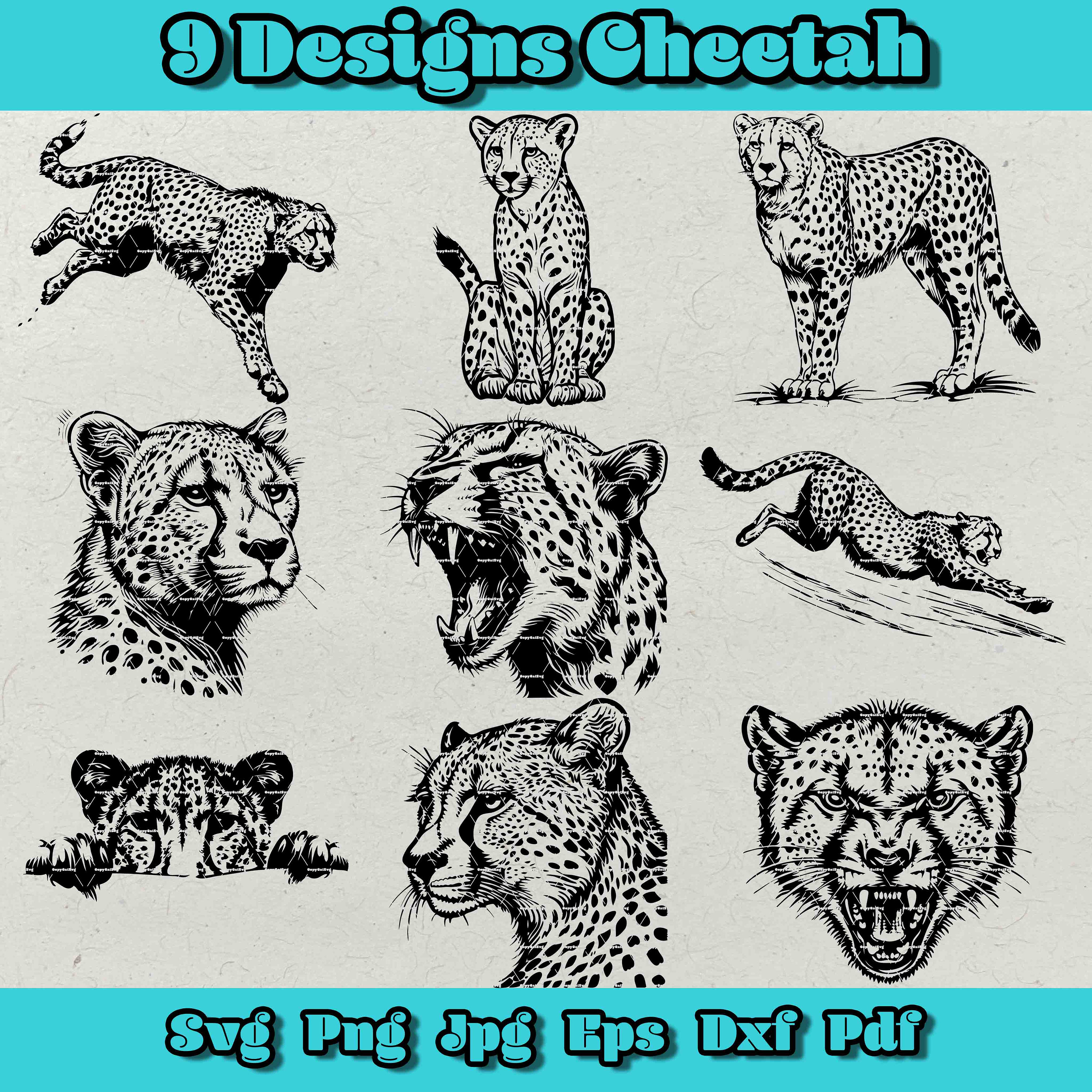 Cheetah Svg Bundle, Peeking Cheetah Png, Hunter Cheetah Svg, Cute ...