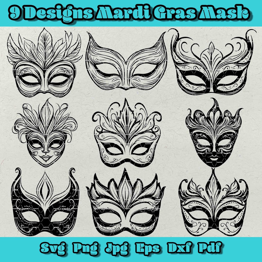 Mardi Gras Mask SVG Bundle: Carnival Masquerade Design (digital) - Etsy