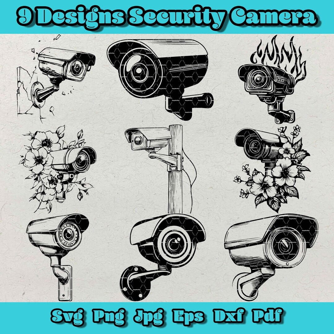 Security Camera SVG Bundle, Surveillance Camera Clipart, CCTV Camera ...