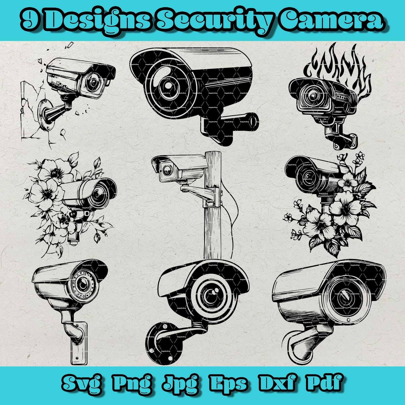 Security Camera SVG Bundle, Surveillance Camera Clipart, CCTV Camera ...