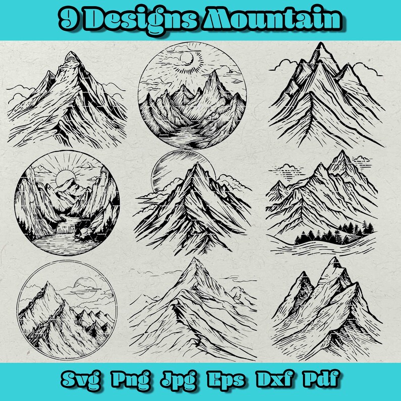 Mountain Svg Bundle, Mountain Landscape Svg, Travel Svg, Nature Png ...