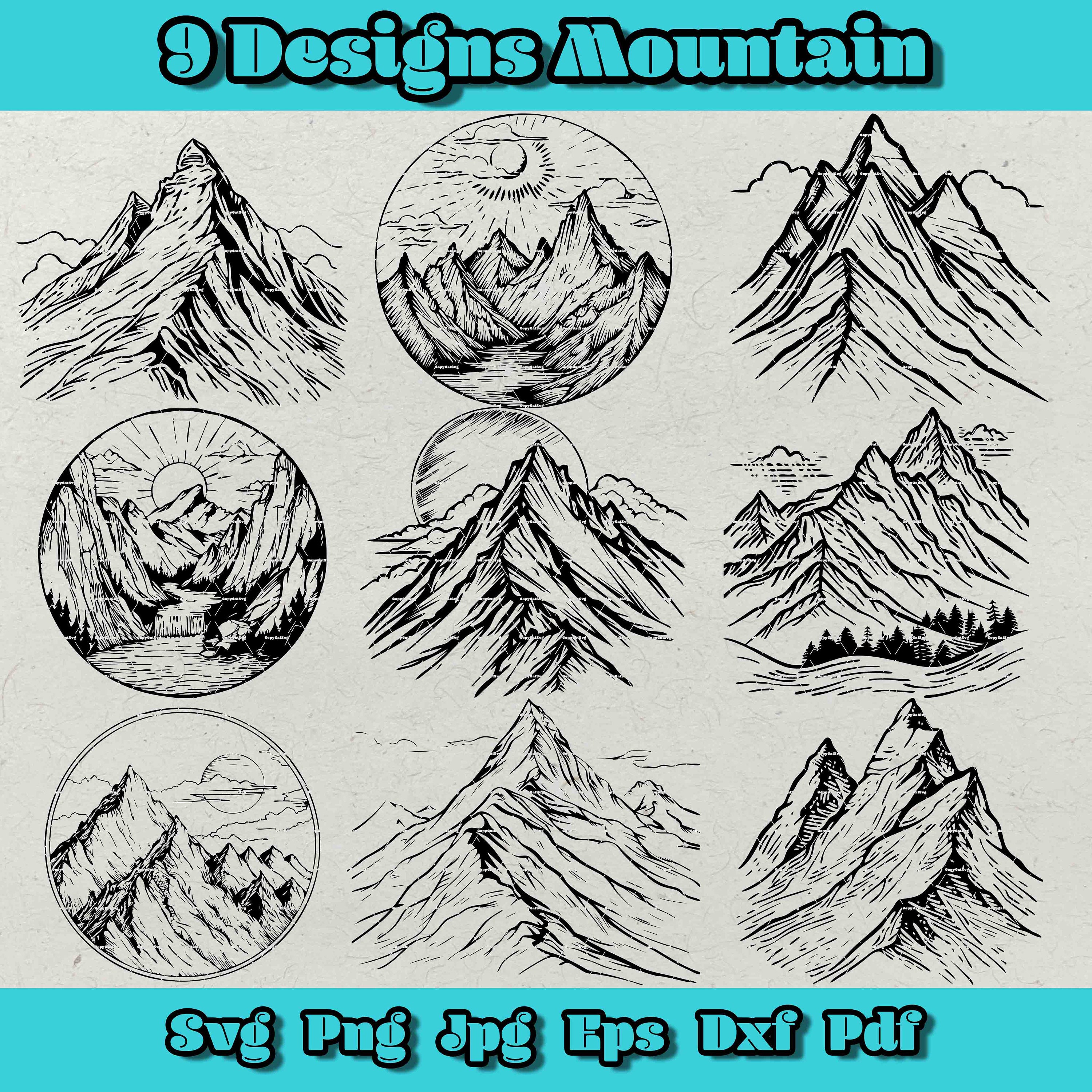 Mountain Svg Bundle, Mountain Landscape Svg, Travel Svg, Nature Png ...
