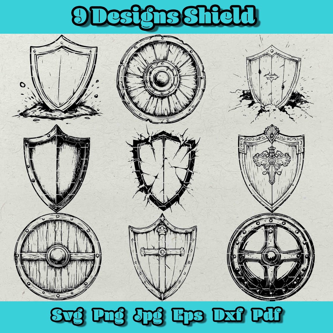 Warrior Shield SVG Bundle: Ancient, Royal, Round Designs (digital ...