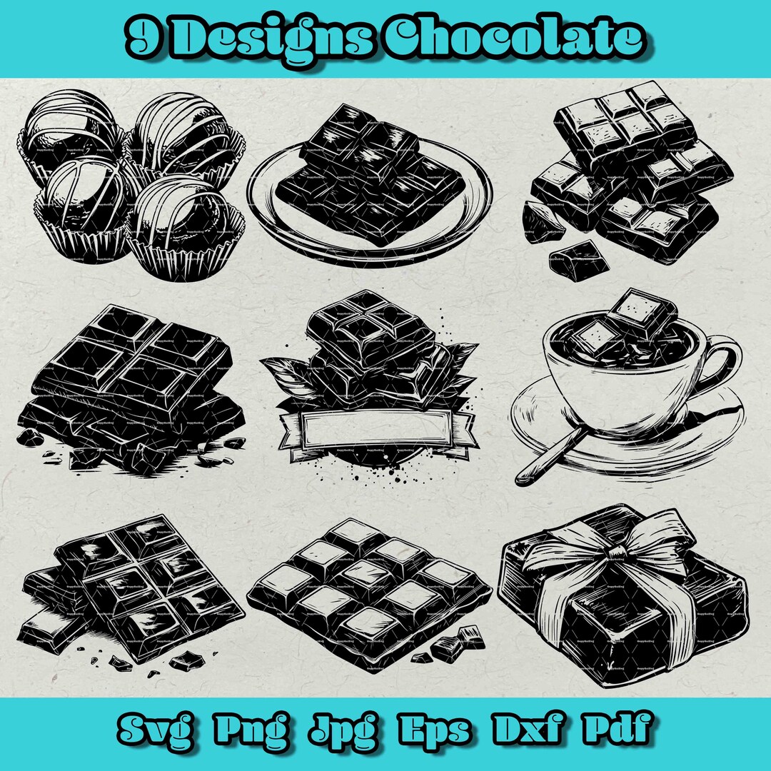 Chocolate SVG Bundle, Sweet Treat Clipart Png, Chocolate Bar Vector Dxf ...